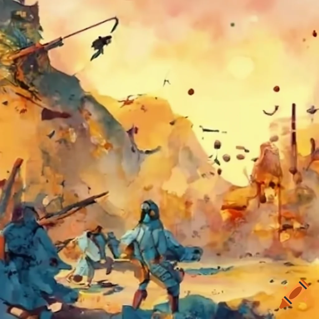 Epic battle scene inspired by katsuhiro otomo on Craiyon