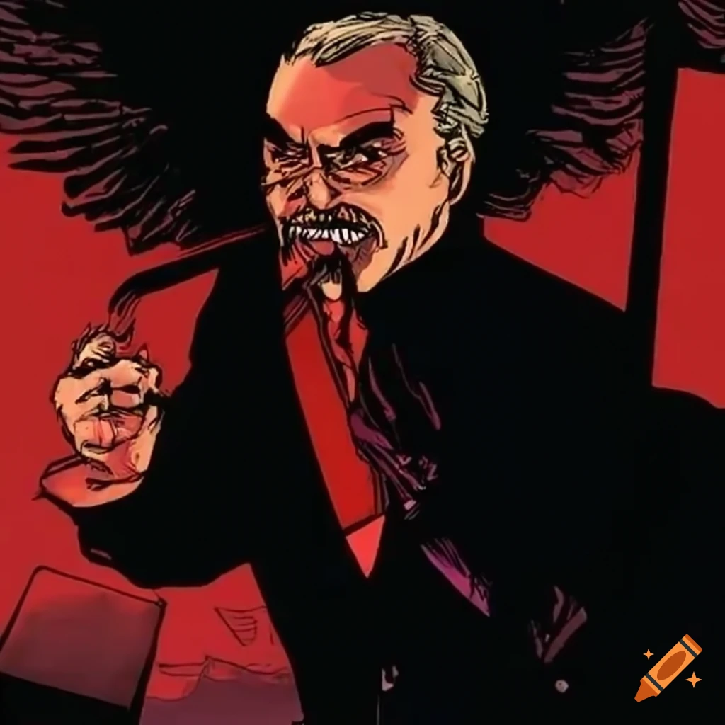 Comic panel of angel and politician showdown