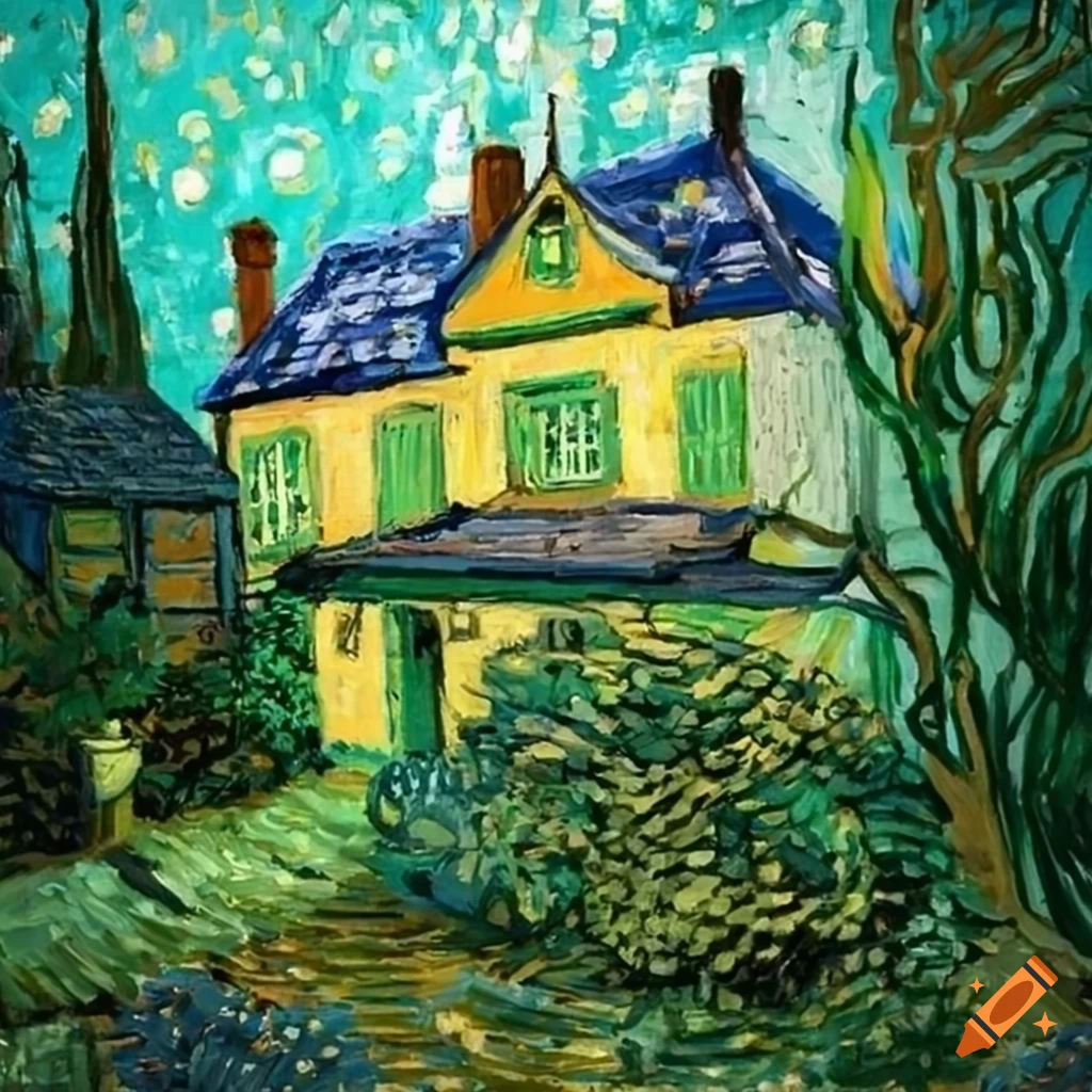 House with garden in van gogh style
