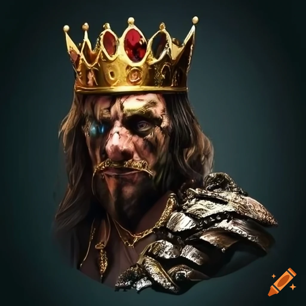 Image of an alpha king with crown and jewels on Craiyon