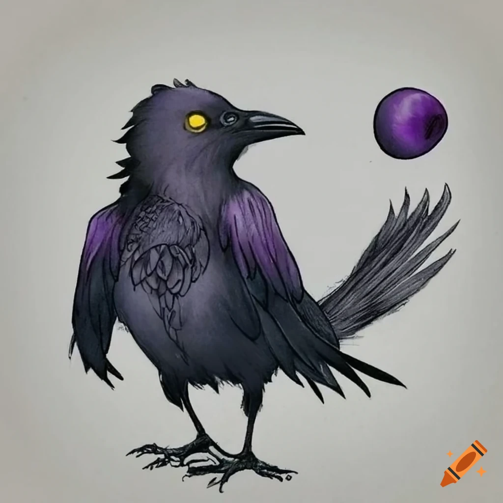 Crow tattoo design with ball in its mouth