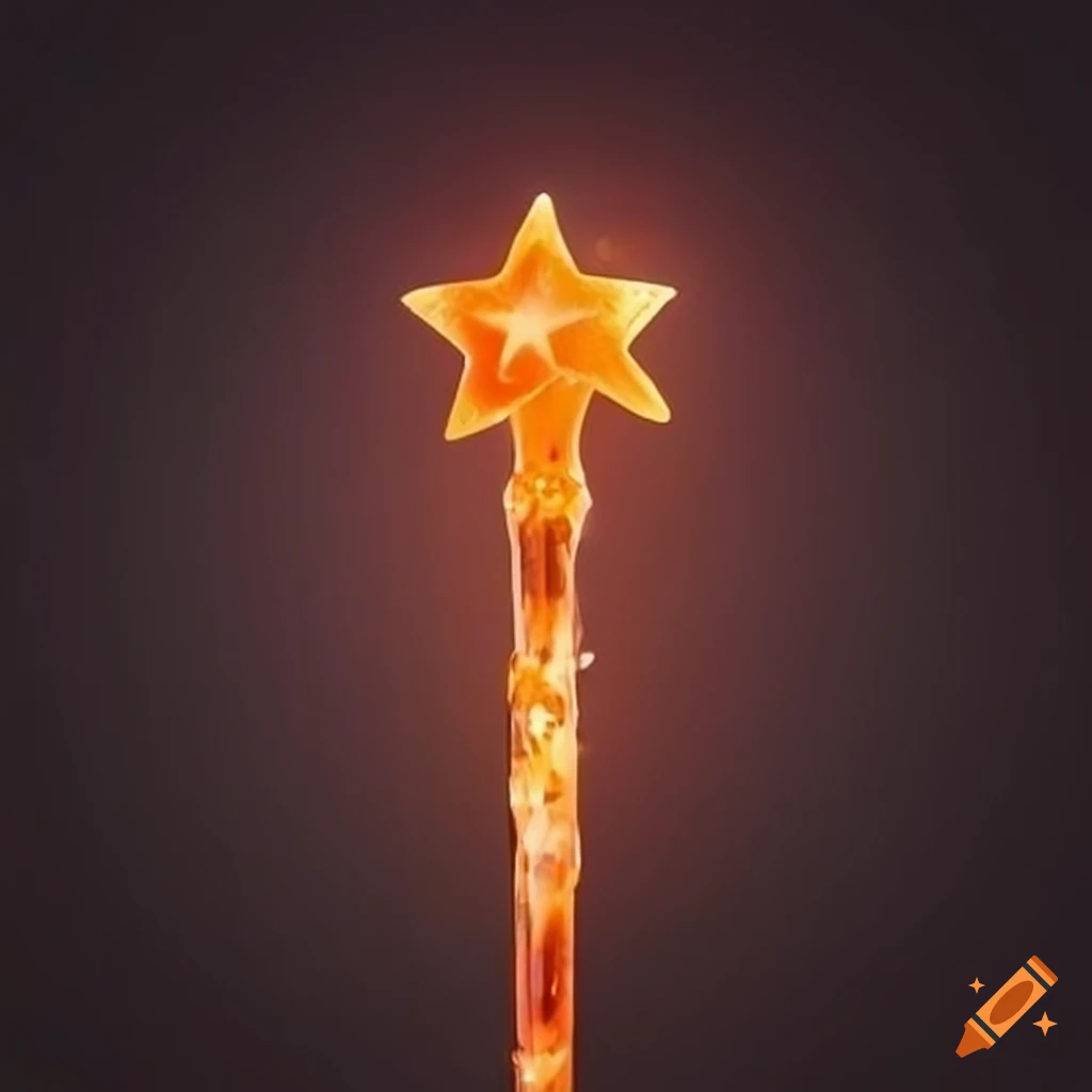 Orange crystal fairy wand with a sparkling star