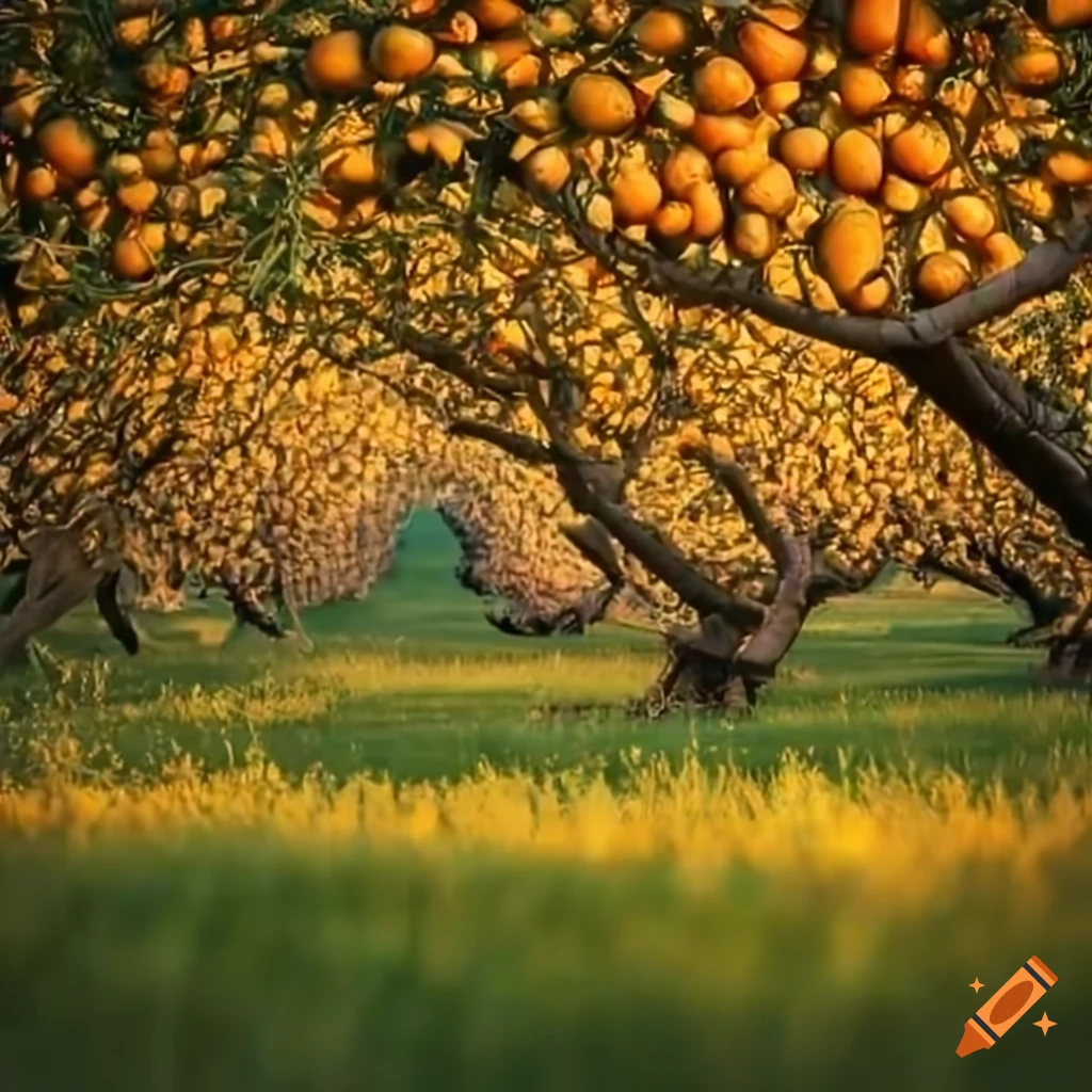 Orange orchard landscape on Craiyon
