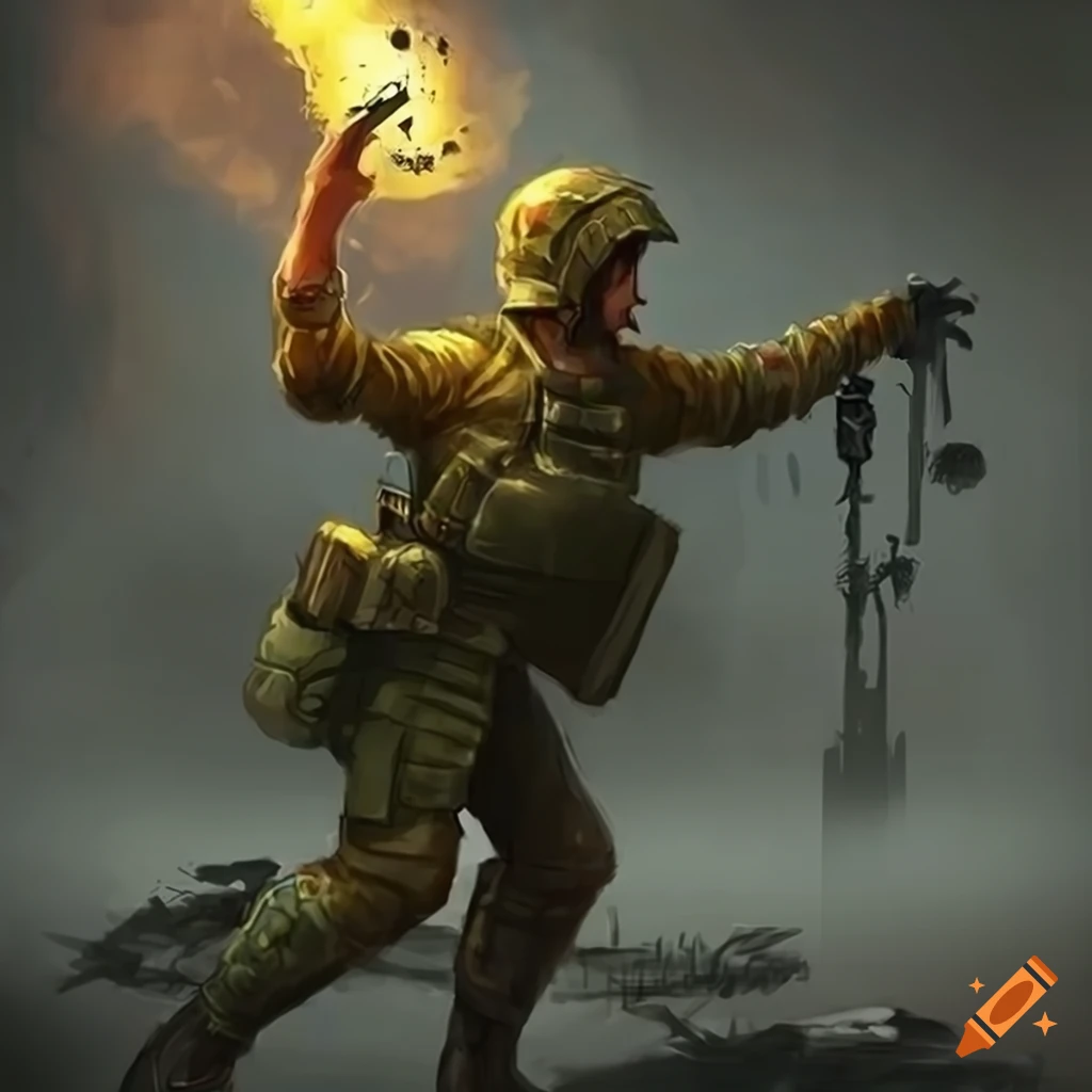 Futuristic space soldier splash art on Craiyon