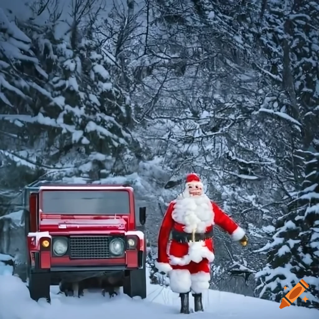 Red grand cherokee in christmas snow on Craiyon