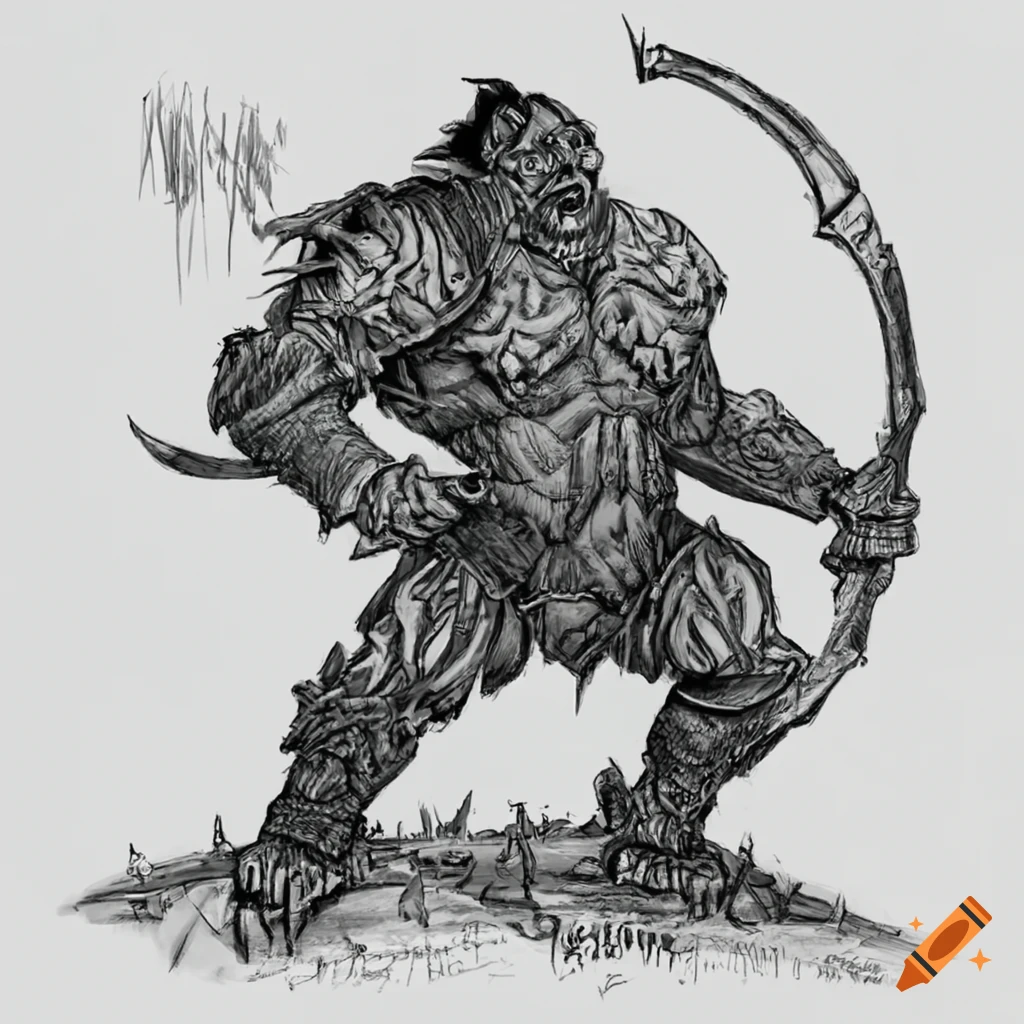 Image of a fierce orc warrior with a scar on Craiyon