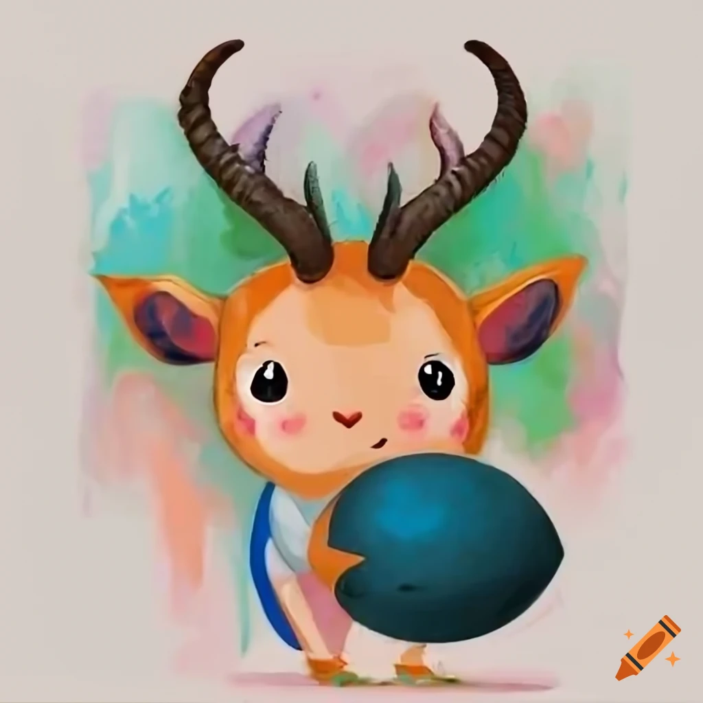 Cute springbok character holding a rugby ball on Craiyon
