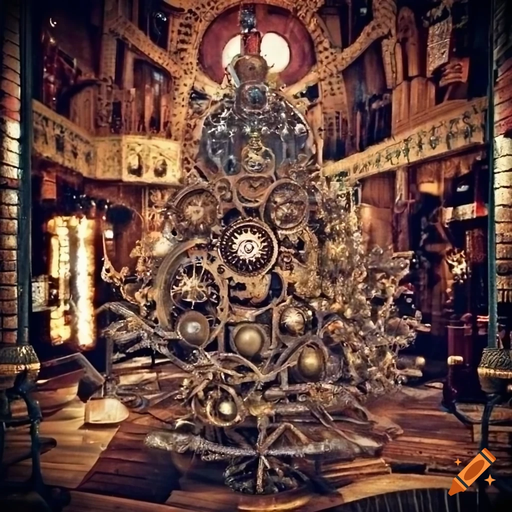 Steampunk style christmas tree photo