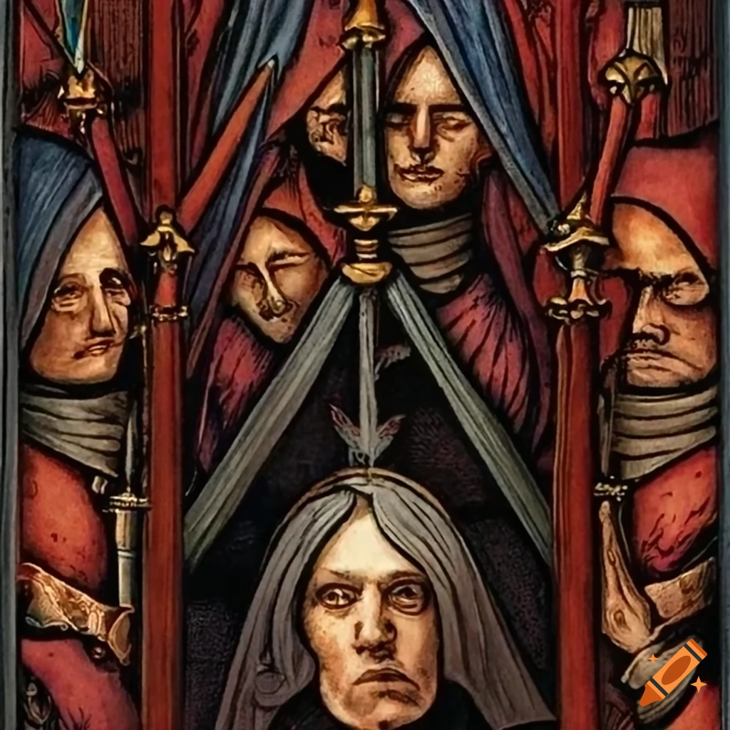 Image of two tarot cards representing conflict and mourning