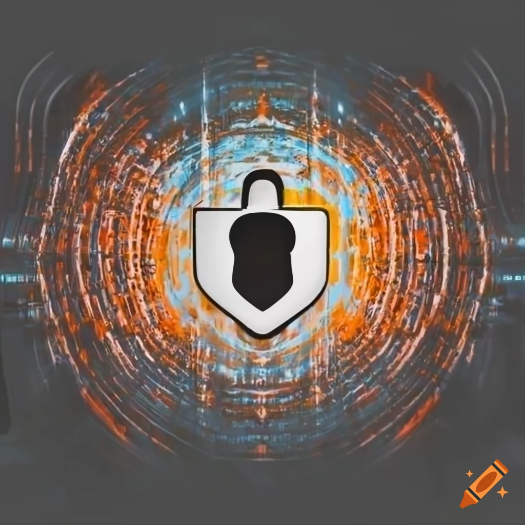 Orange, white, and black cyber security logo