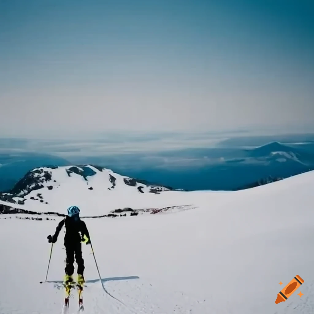 Skier enjoying a downhill run in the snowy mountains on Craiyon