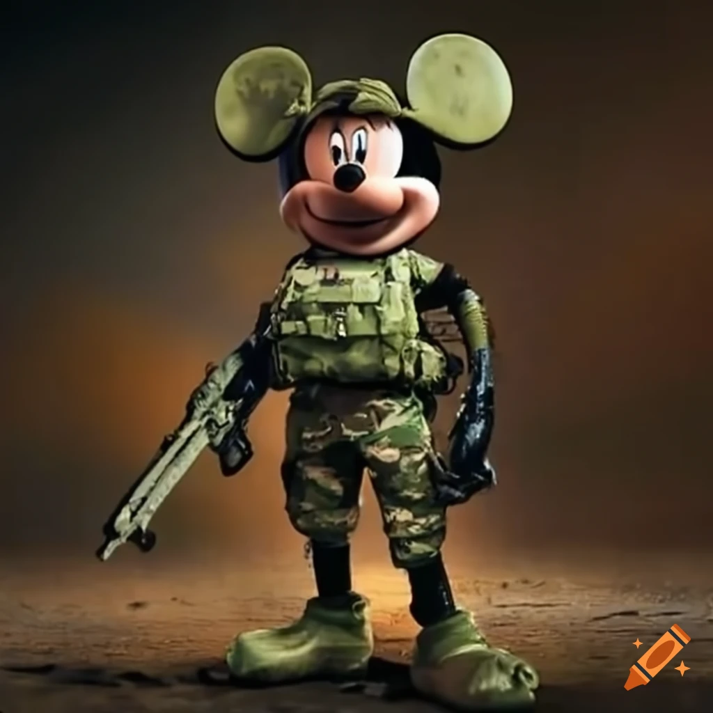 Mickey Mouse in military costume on Craiyon