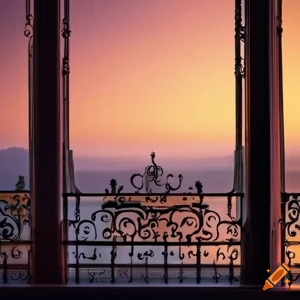 Wrought iron fretwork of a terrace house veranda