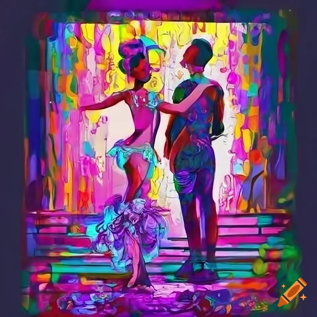 Vibrant musical poster with showgirls on stage