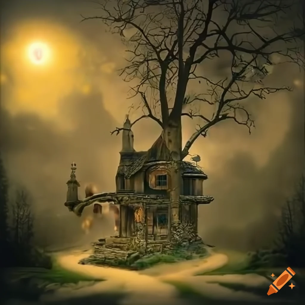Surrealistic park with peculiar creatures and fantastical elements on ...