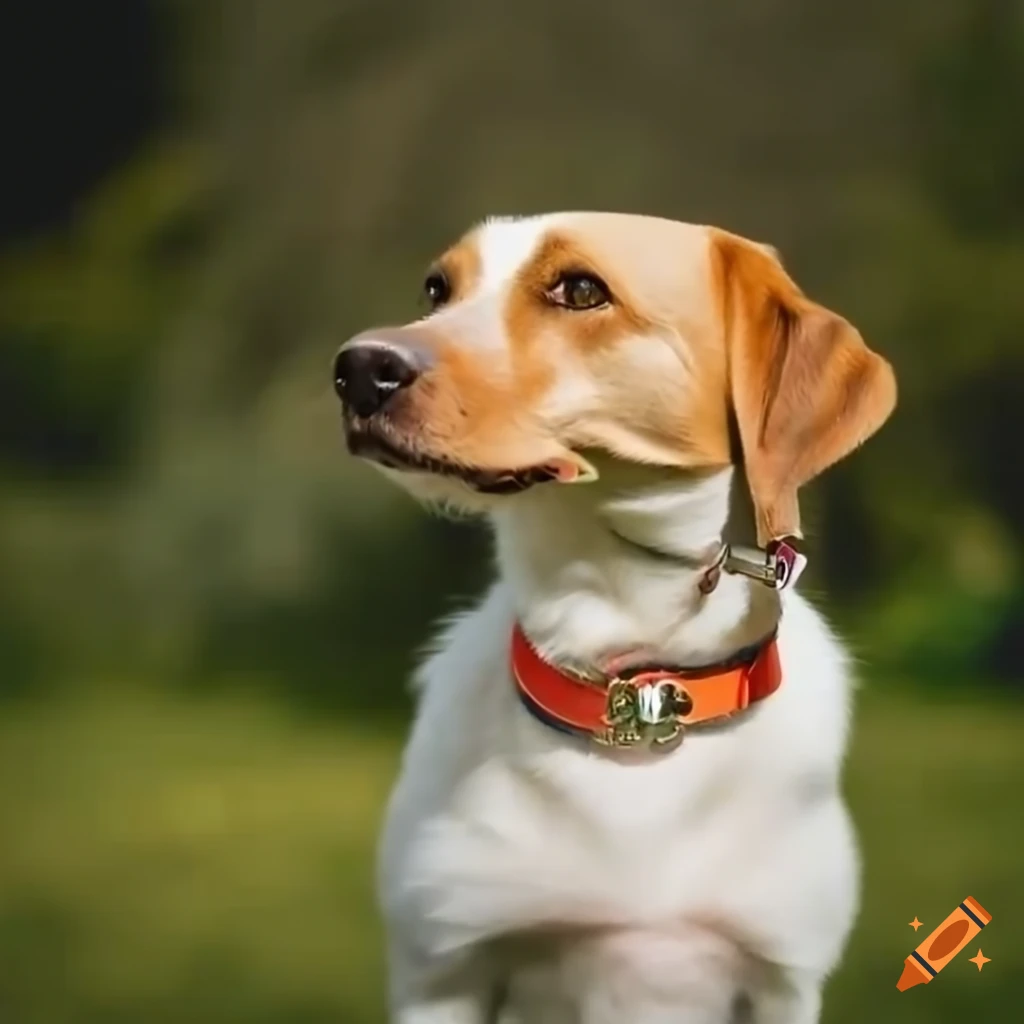 Cute dog wearing a collar on a sunny day