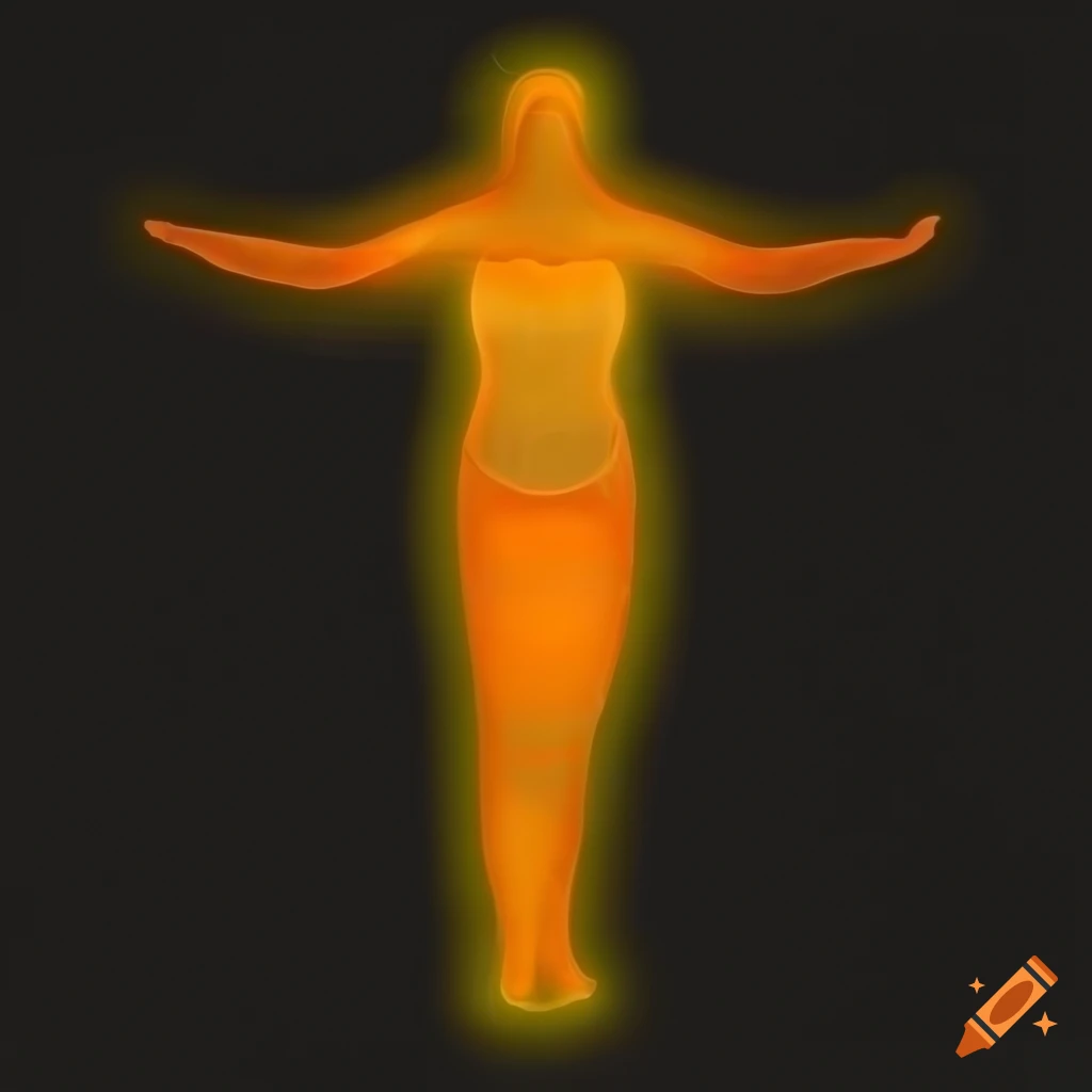 Artistic depiction of a figure with glowing outline on Craiyon
