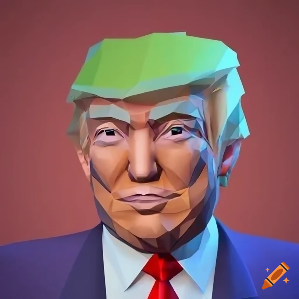 Low polygon 3d video game character of donald trump