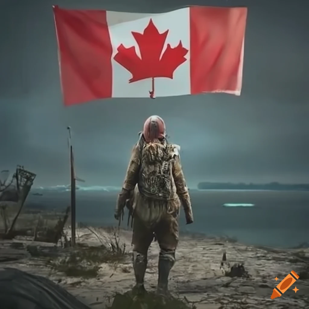 Image of a survivor holding canadian flag