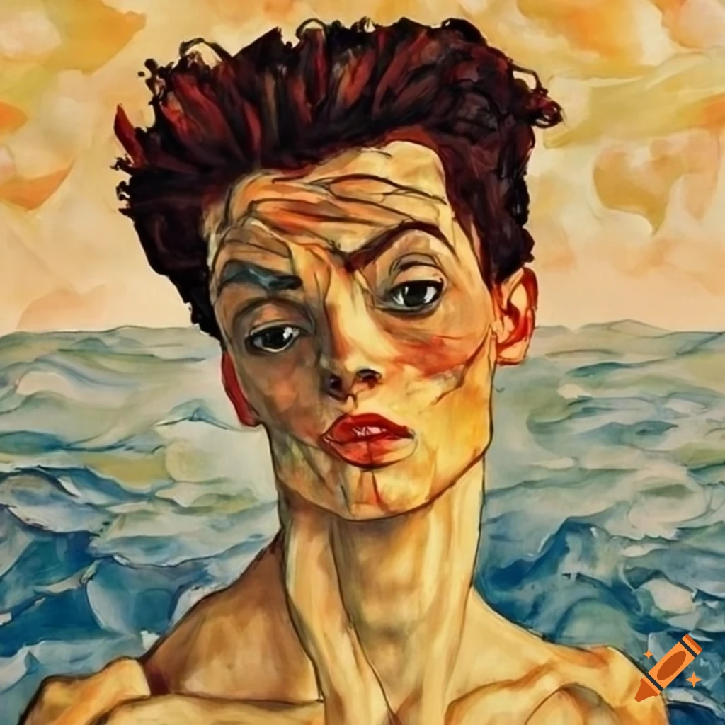 Nature artwork inspired by egon schiele