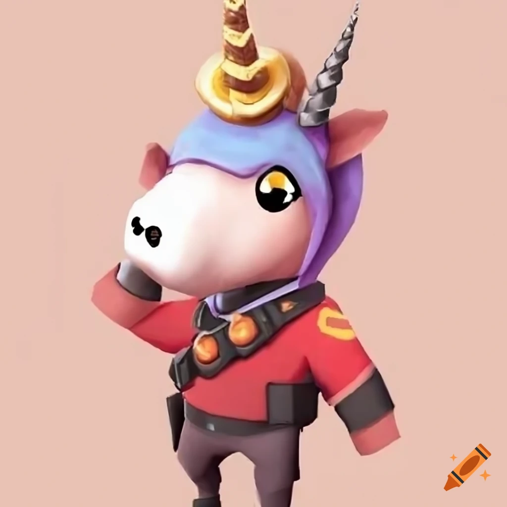 Cosplay of a cute unicorn as tf2 heavy