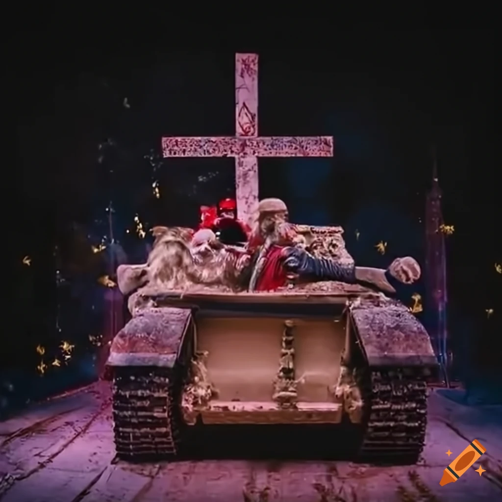 Santa claus saluting in a tank on Craiyon