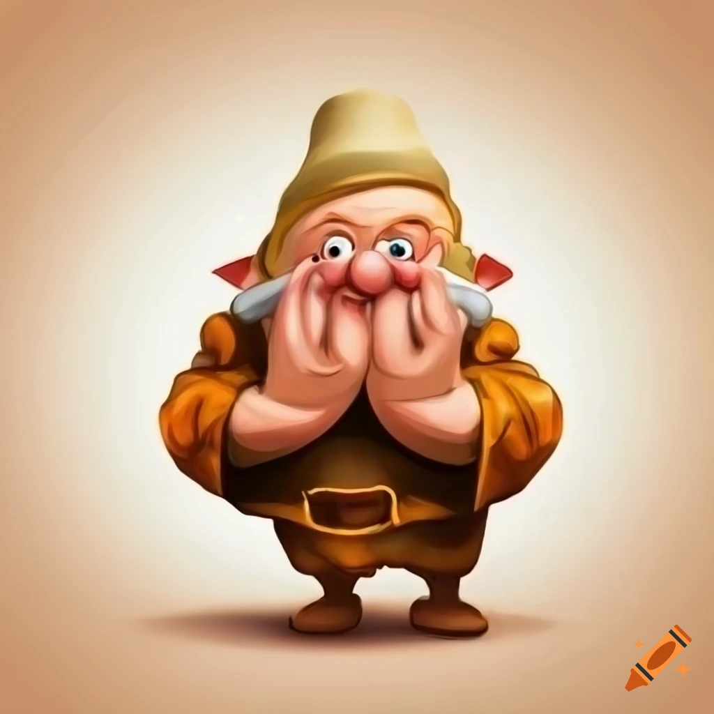 Cartoon image of an astonished dwarf on Craiyon