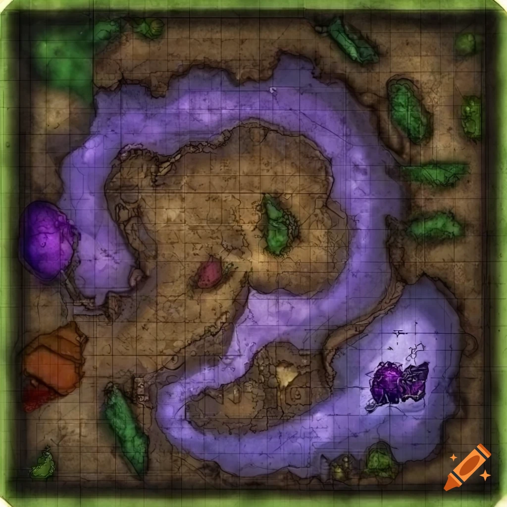 Top-down battlemap of a mine cave with dragon skeleton on Craiyon