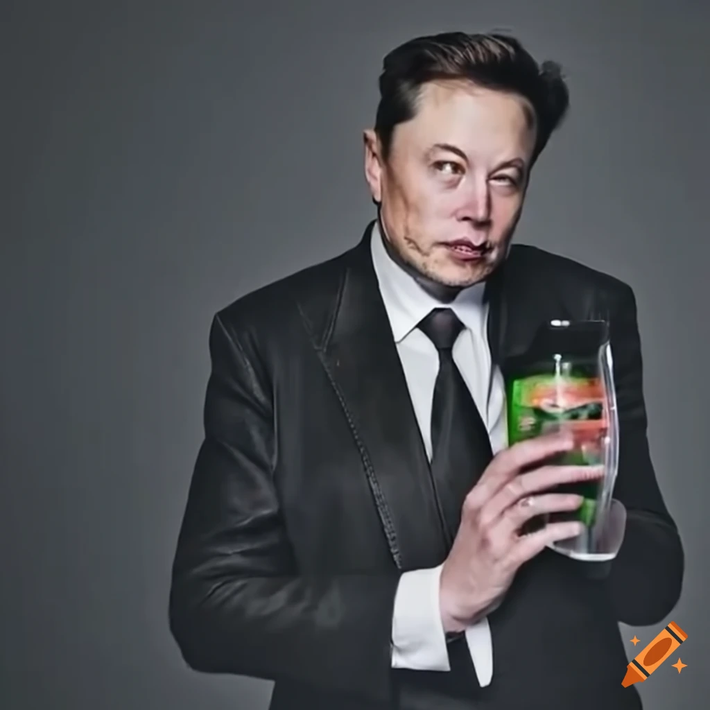 Elon musk with a jägermeister drink on Craiyon