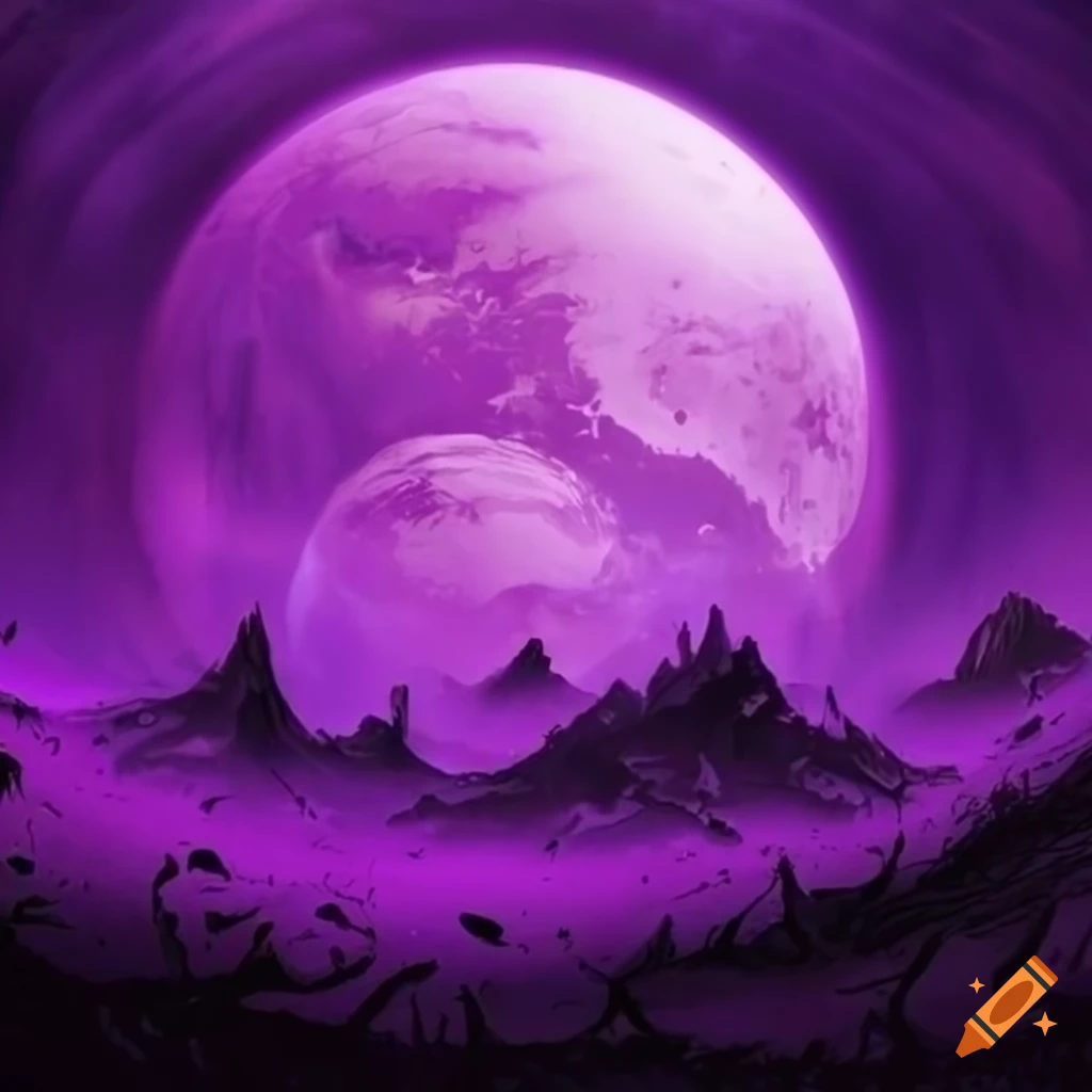 Dark landscape of an eldritch planet on Craiyon