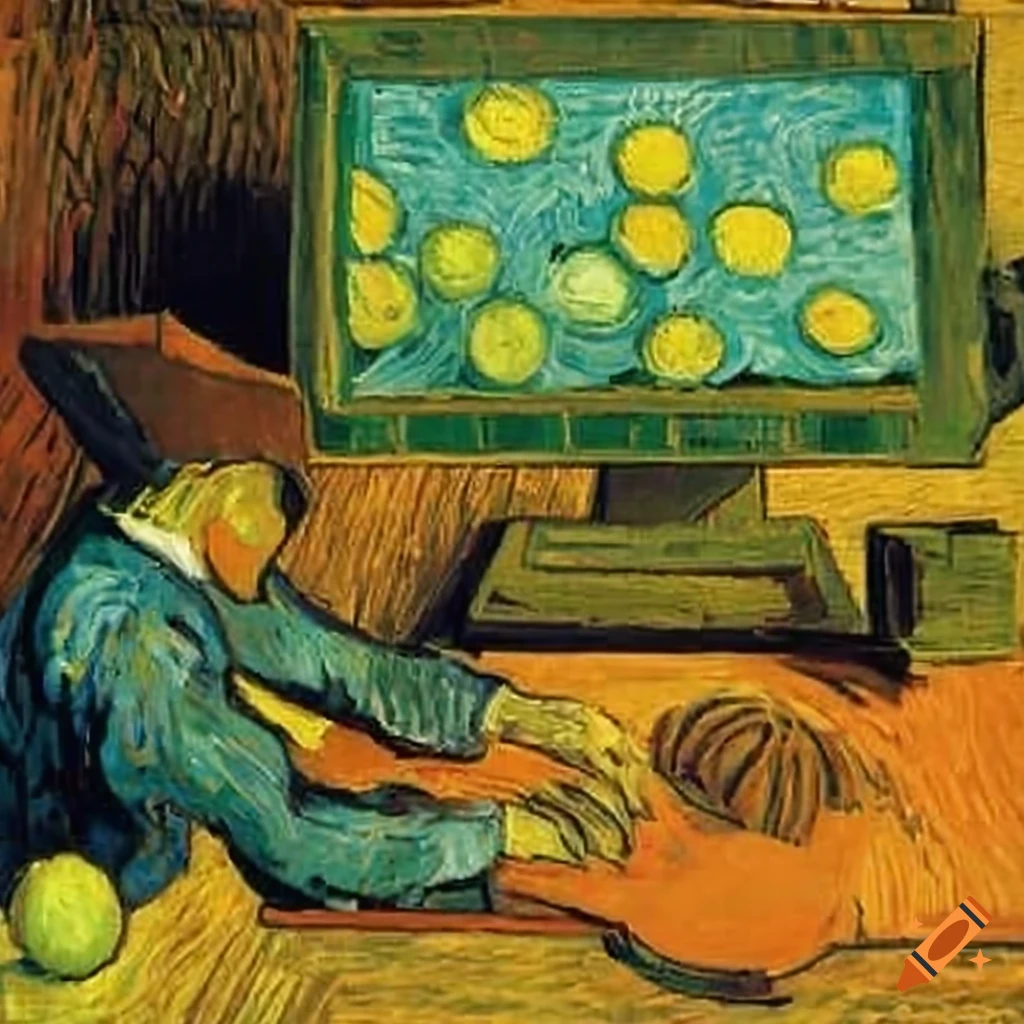 Montreal skyline painted in the style of vincent van gogh's starry ...