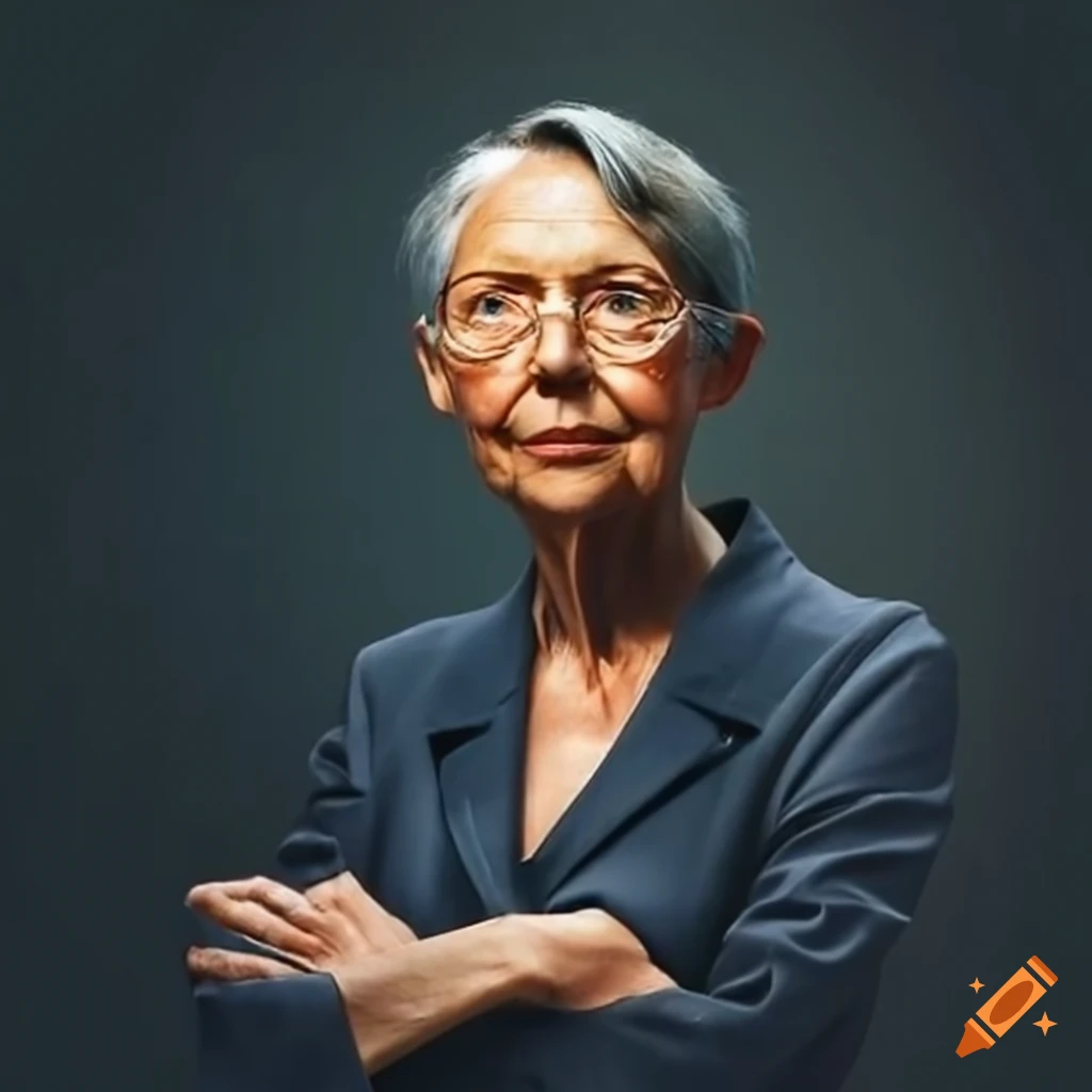 Portrait of elisabeth borne smoking a vape on Craiyon