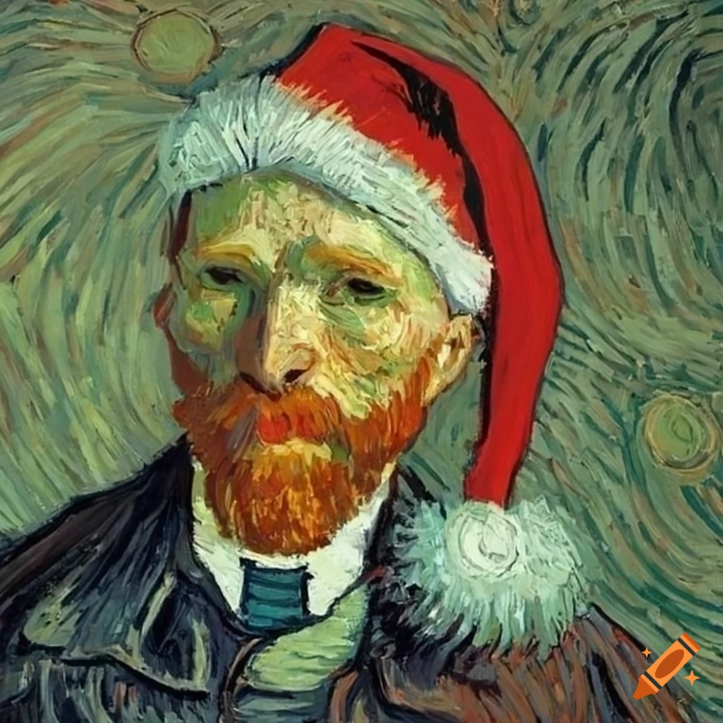 Vincent van gogh wearing a santa hat