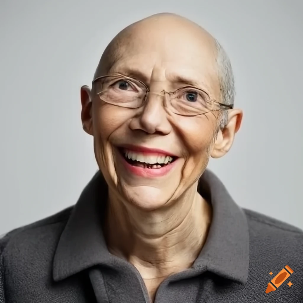 Portrait of a bald man with a smile on Craiyon