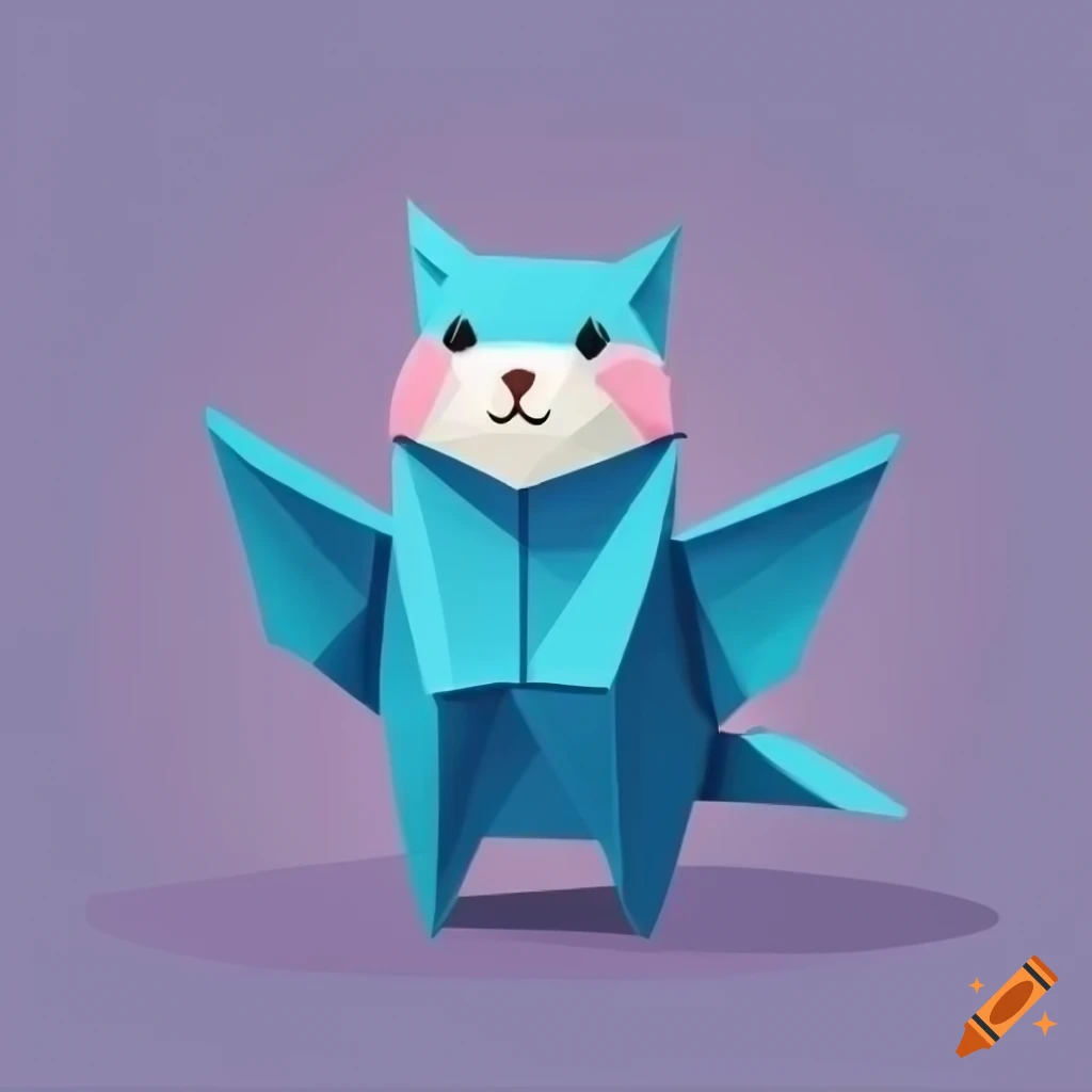 Blue origami mascot for company branding