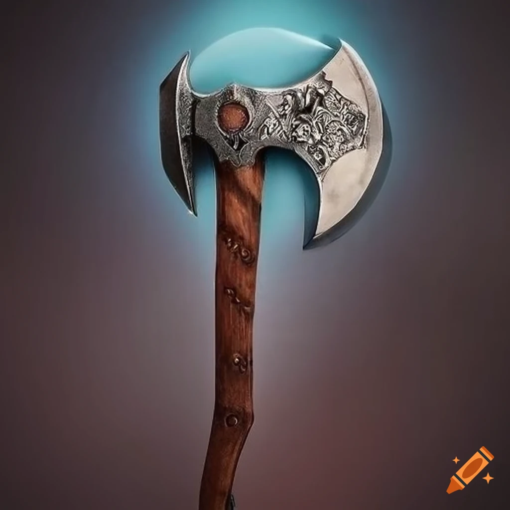 Image of a magical steel axe on Craiyon