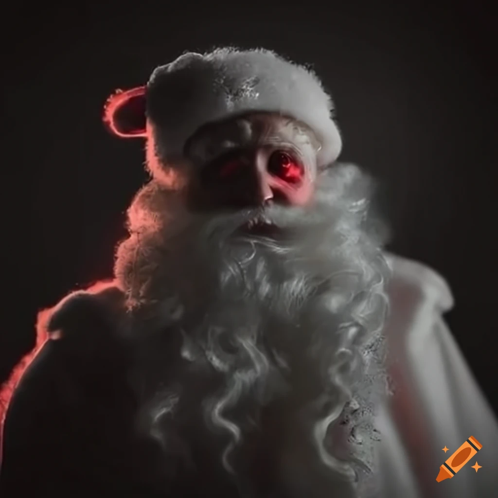 Dark art of sinister santa claus on a tower on Craiyon