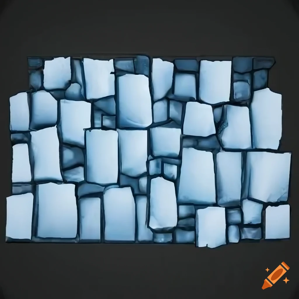 2d wall of ice blocks on black background on Craiyon