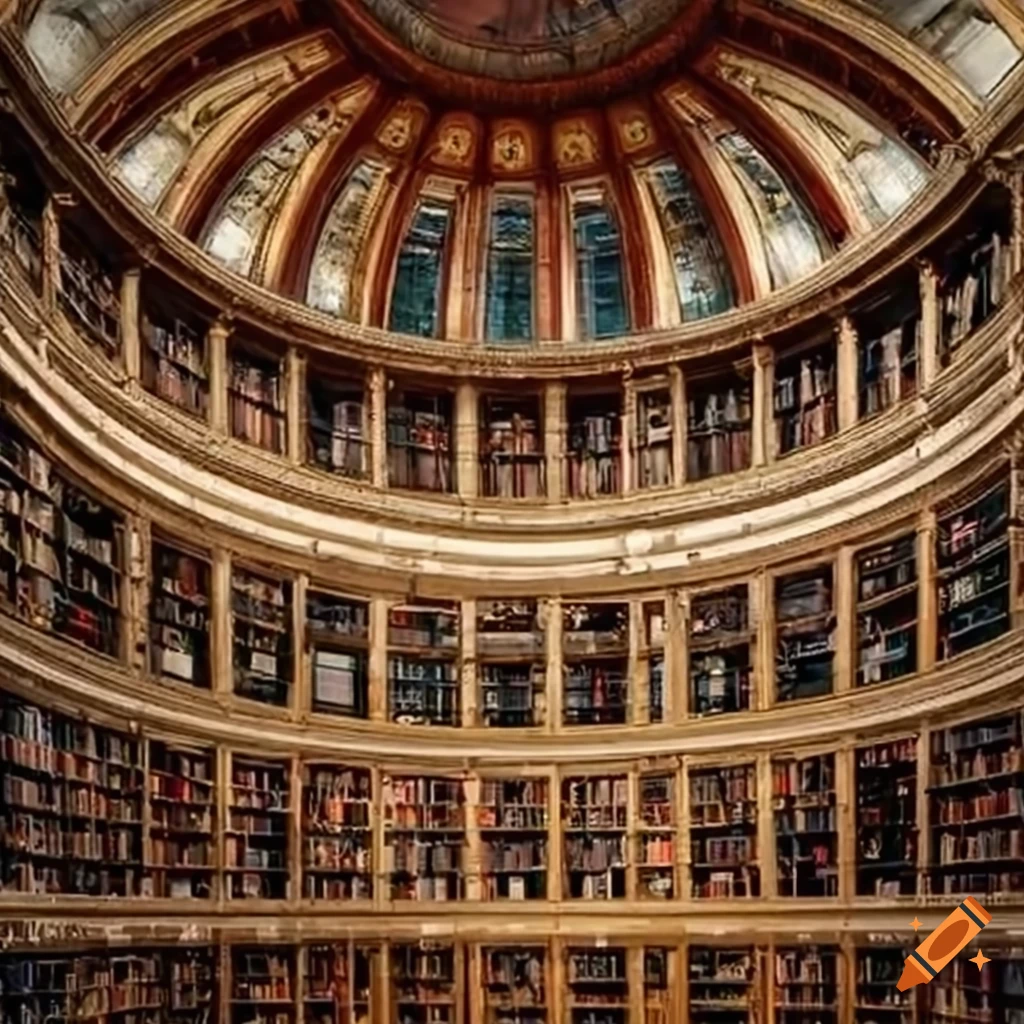 Image of a grand library with a multi-story theatre on Craiyon