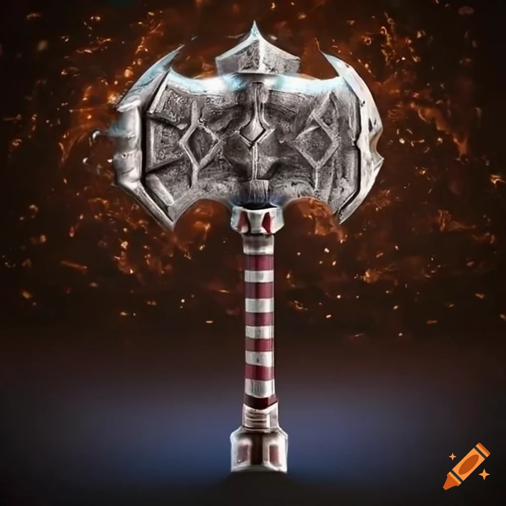 Intricately detailed ice-coated hammer weapon on Craiyon