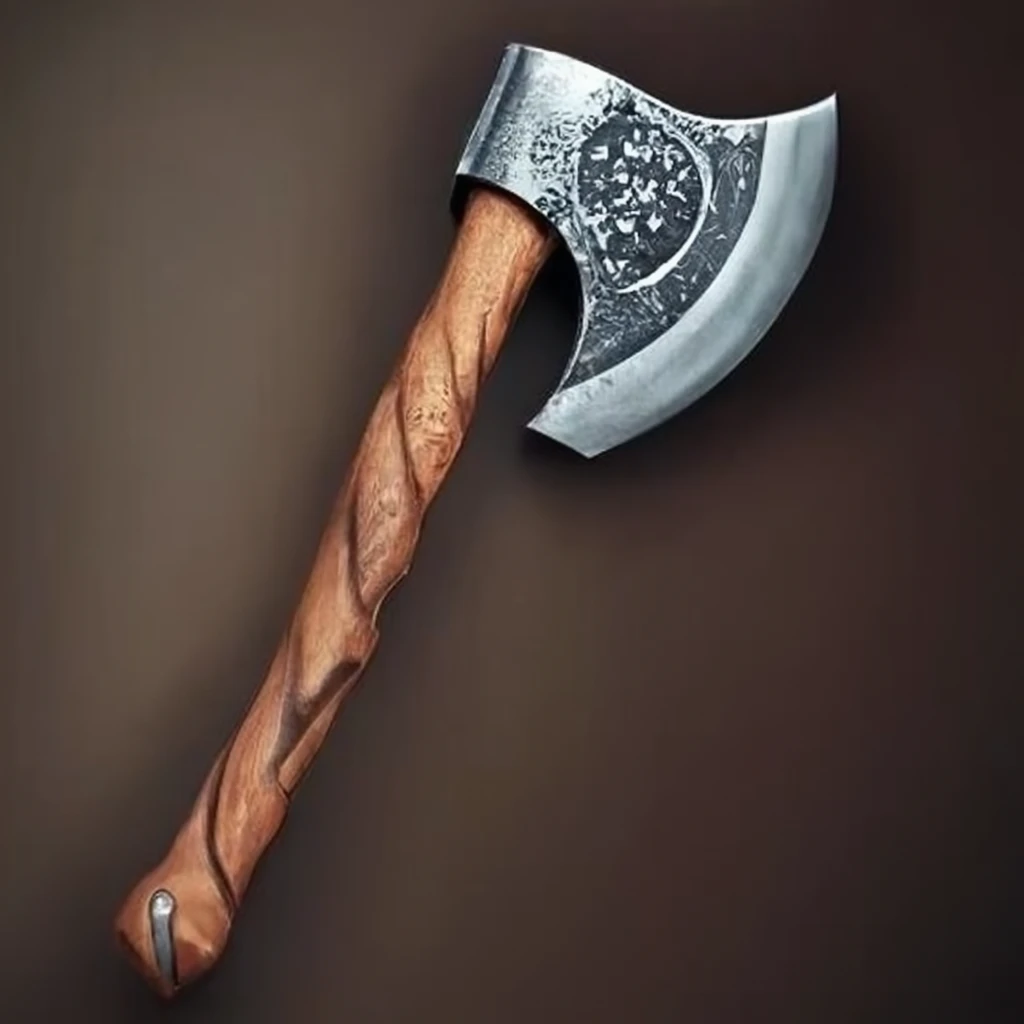 Image of a magical steel axe on Craiyon