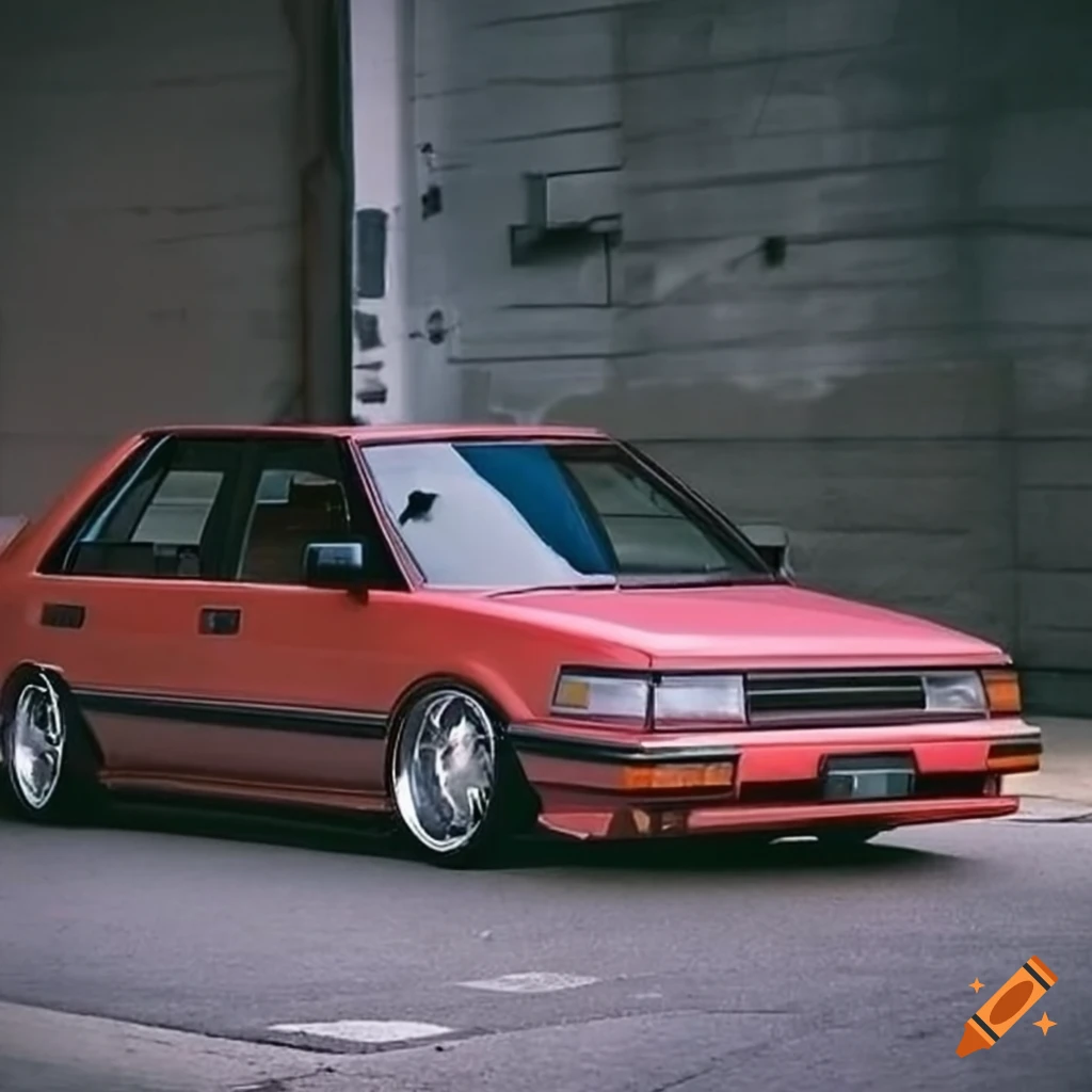 1980s Japanese style photograph of a lowered Toyota Camry on Craiyon