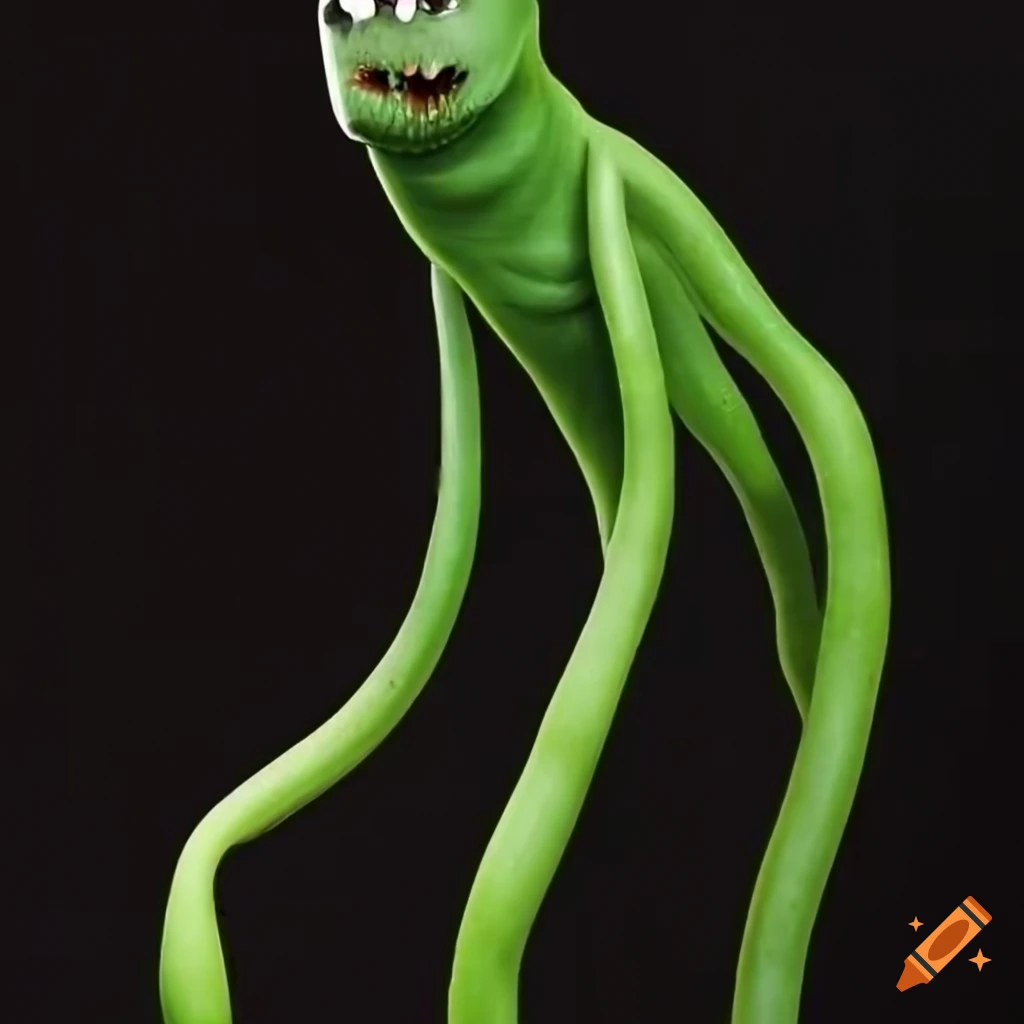 Illustration of a silly green bean character on Craiyon