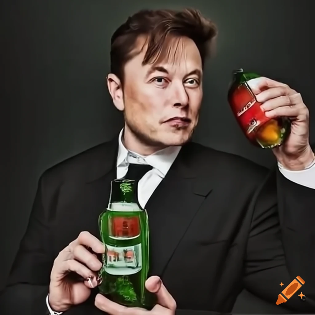 Elon musk with a jägermeister drink on Craiyon