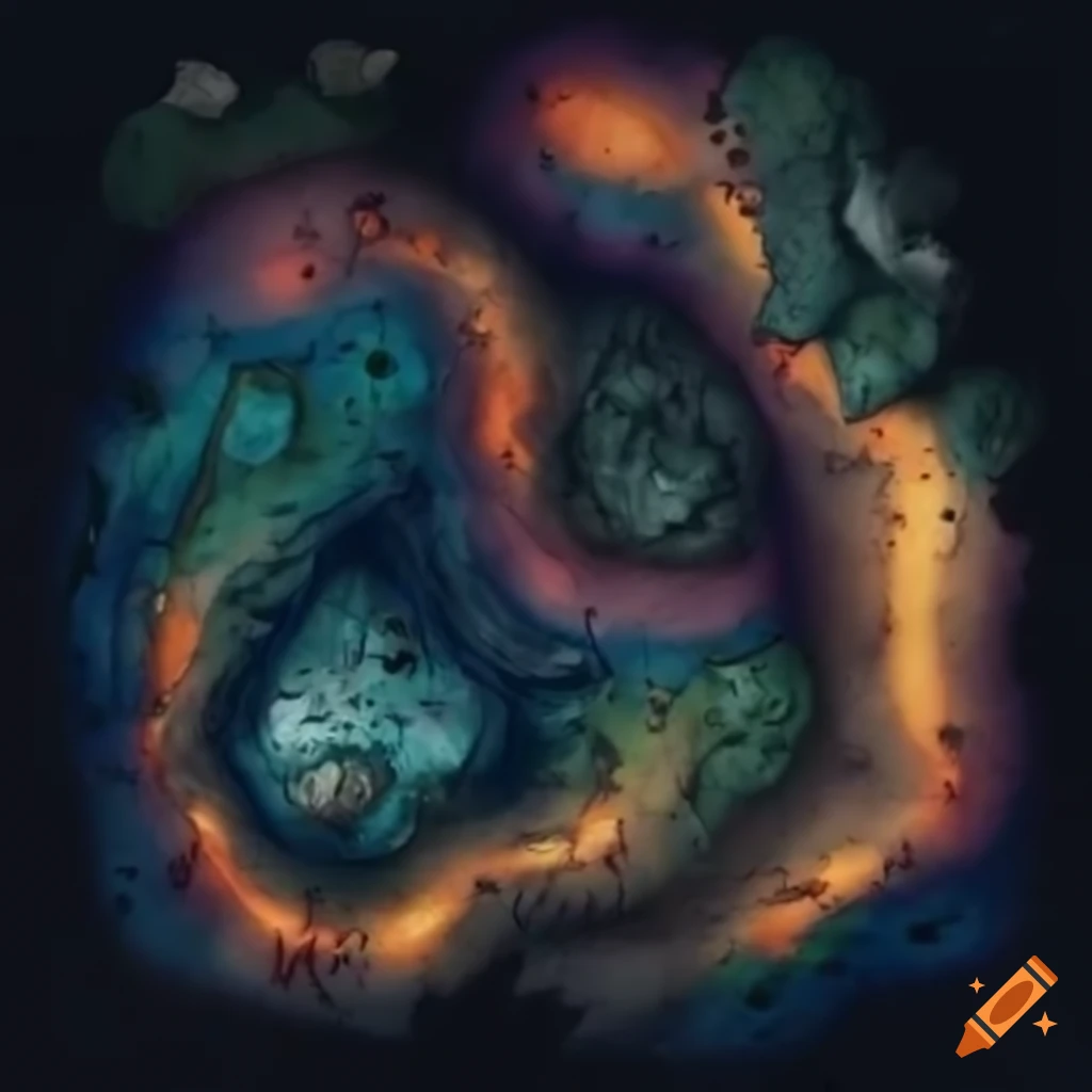 Fantasy map of the underdark with grid lines for dungeons and dragons ...