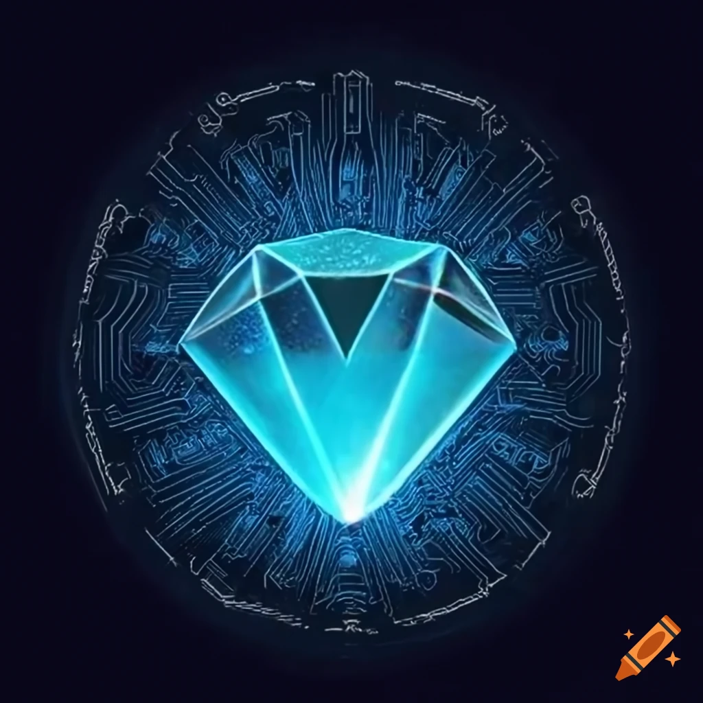 Holographic digital circuit shaping a diamond on Craiyon