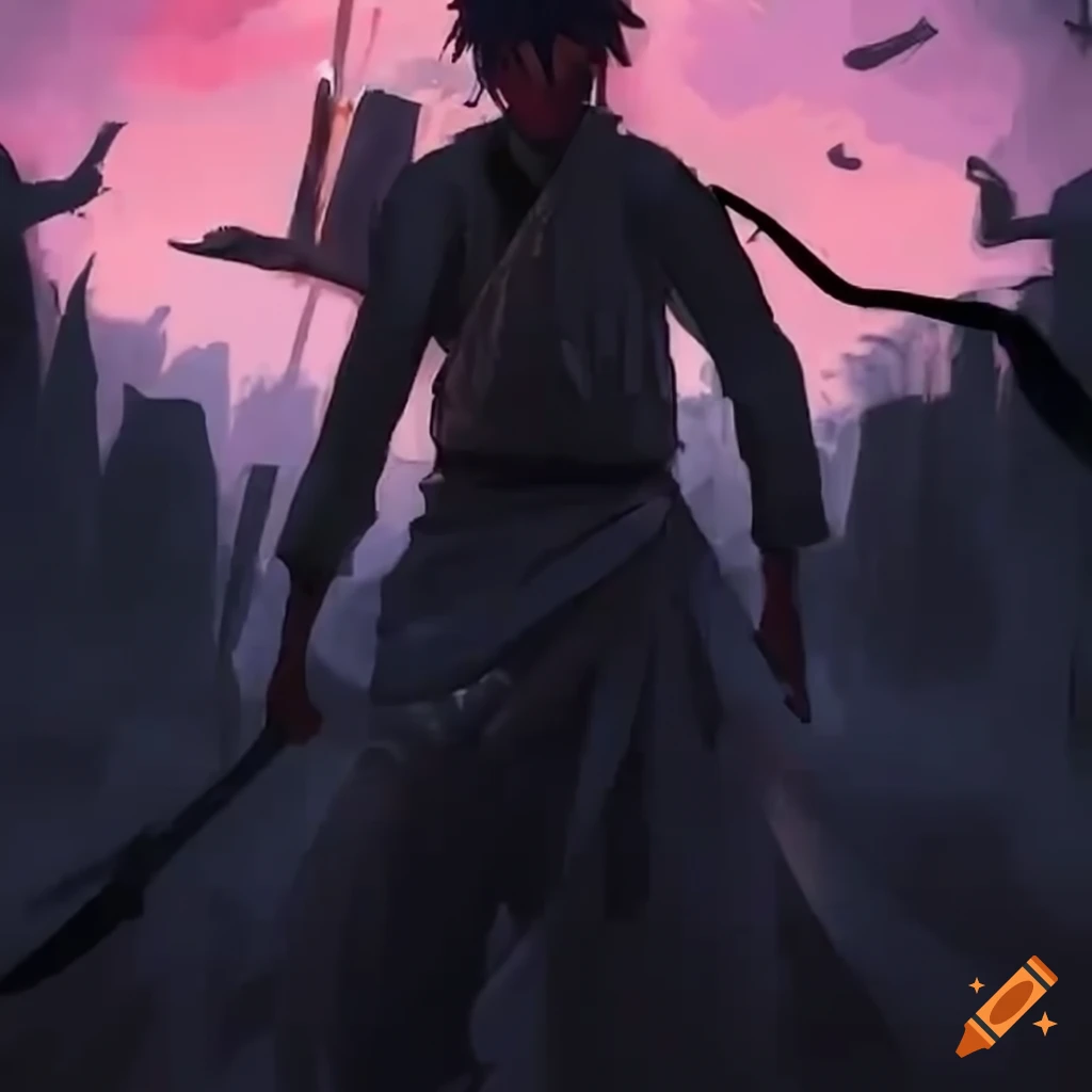 Image of a man facing an army