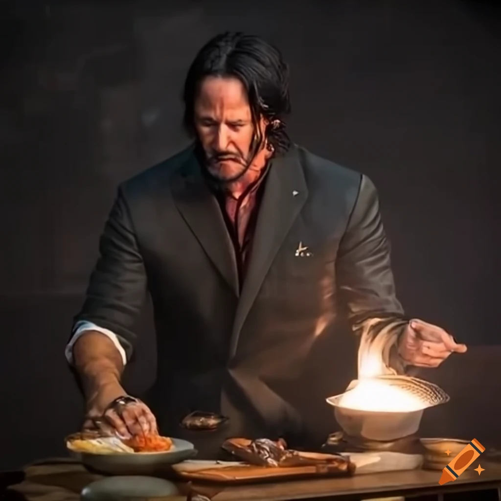 John wick cooking on the moon on Craiyon