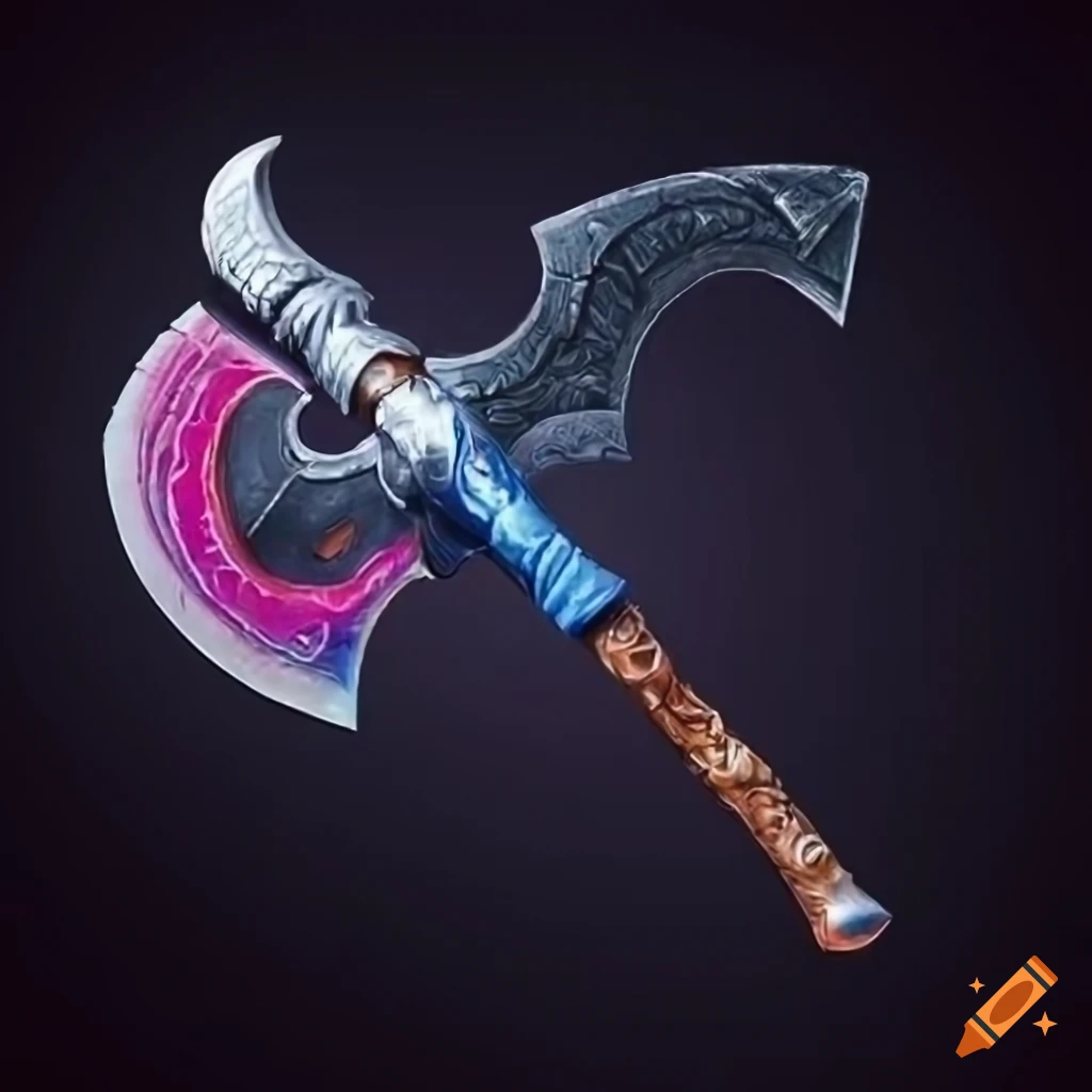 Legendary axe with steel phoenix wings design on Craiyon