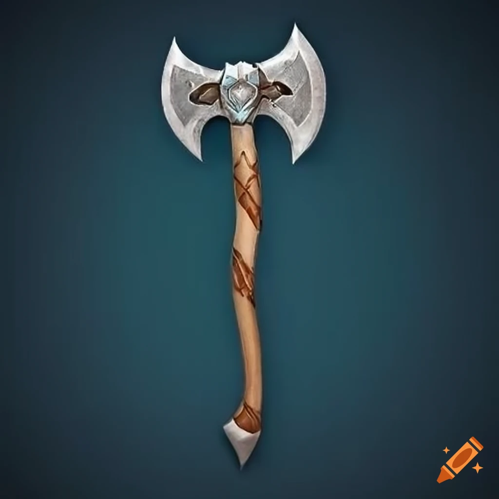 Image of a magic symmetric battle axe on Craiyon